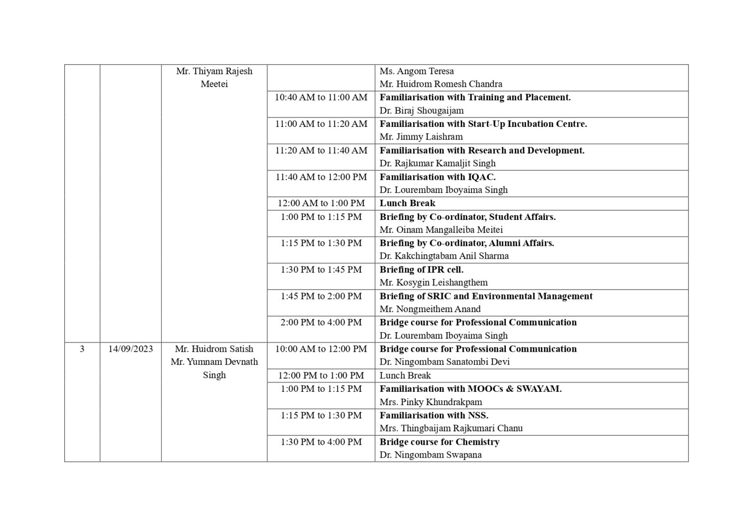 Student Induction Programme B.Tech 2023 Batch – MTU